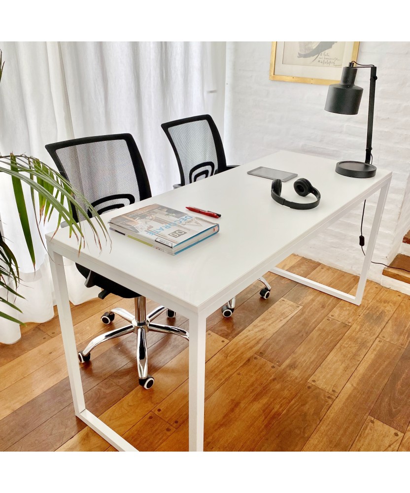 Pilideco.Escritorio simple blanco Medida mesas 160cmx60cm